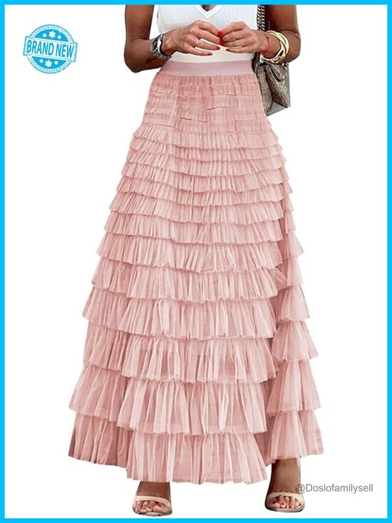 Skirts | Womens Long Maxi Tulle Skirt Aline Ruffled Tiered Layered Mesh ...